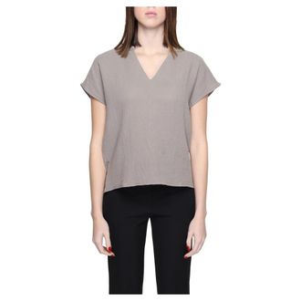Jacqueline de Yong Kurzarm Baumwolltop - - Blouses & Shirts - Damen - Grau - L