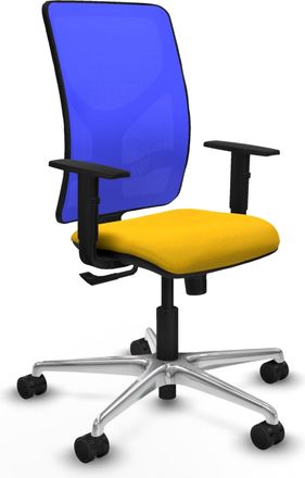 Piqueras y Crespo Fernarbeitsstuhl mit 1D-Armen, h&ouml;henverstellbare Lendenwirbelst&uuml;tze, ausgestattet mit 3 Positionen und Schneidschaum, Blau/Gelb