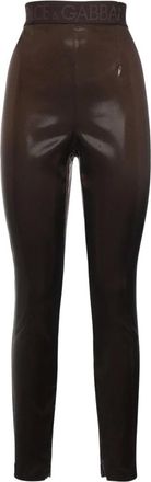 Dolce & Gabbana Femme, Pantalons, Brun, Taille: 40 FR Satin Leggings