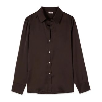 Oltre Satinhemd - - Blouses & Shirts - Damen - Braun - S
