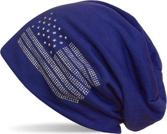 styleBREAKER M&uuml;tze Beanie mit USA Flagge aus Strass