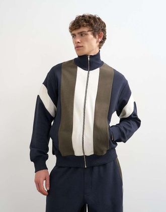 Topman Haut de surv&ecirc;tement classique en piqu&eacute; avec empi&egrave;cements - Bleu marine