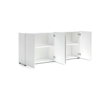 Dmora Kommode Addis, Wohnzimmerbuffet, Wohnzimmer-Sideboard, Moderne K&uuml;chen-Speisekammer, Made in Italy, 180x38h79 cm, Gl&auml;nzendes Wei&szlig;