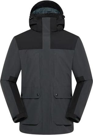 Generic Veste de ski imperm&eacute;able &agrave; capuche pour homme, coupe-vent, chaude et isol&eacute;e, id&eacute;ale pour la randonn&eacute;e et les activit&eacute;s de plein air, gris fonc&eacute;, taill