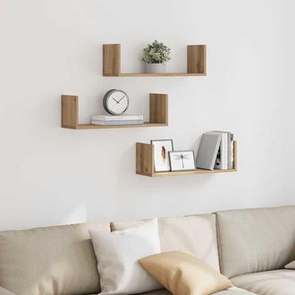 Generic Wandregale 3 St&uuml;ck, Dekorative Wandregale, Schwebendes Regal aus Holzwerkstoff f&uuml;r Wohnzimmer, Schlafzimmer, B&uuml;ro (58 x 18 x 18 cm)