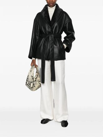 Joseph Sheepskin Belted Coat - Black