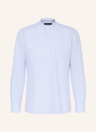 Strokesman's Strokesmans Hemd Regular Fit Mit Leinen Und Stehkragen blau