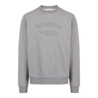 Iceberg Homme, Sweatshirts et sweats à capuche, Gris, Taille: XL SweaT-shirt gris chiné coupe droite avec broderie logo poinçonnée