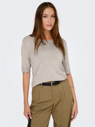 Only Kurzarmpullover ONLVENICE LIFE SS PEARL O-NECK KNT