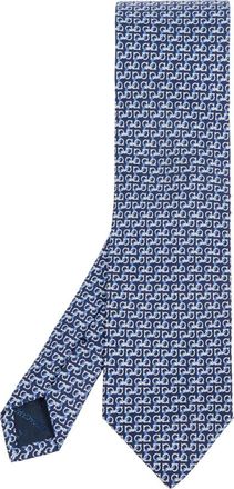 Ferragamo Gancini String Print Seidenkrawatte - - Accessories - Herren - Blau - ONE SIZE