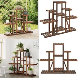 vidaXL Blumenst&auml;nder 110x25x96 cm Massivholz Tanne - Holzpflanzenst&auml;nder - Tannenzapfen - Holzm&ouml;bel - Gartenm&ouml;bel - Outdoor Dekoration - Home & Living