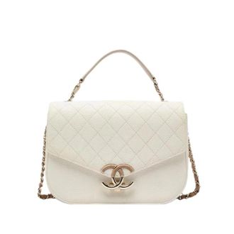 Chanel Pre-owned Quilted Caviar Leather Satchel - - Pre-owned - Damen - Wei&szlig; - ONE SIZE