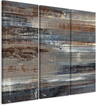 Paul Sinus Art 3 teiliges Leinwand-Bild 3x90x40cm (Gesamt 130x90cm) Pinselstriche auf Naturholz auf Leinwand exklusives Wandbild moderne Fotografie f&uuml;r ihre Wand in 