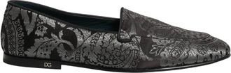 Dolce & Gabbana Homme, Chaussures, Gris, Taille: 44 EU Mocassins Slip-On en Cuir Jacquard