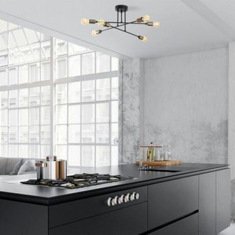 Pier Import Suspension moderne cuivr&eacute;e 6 lampes sur tige MARATEA