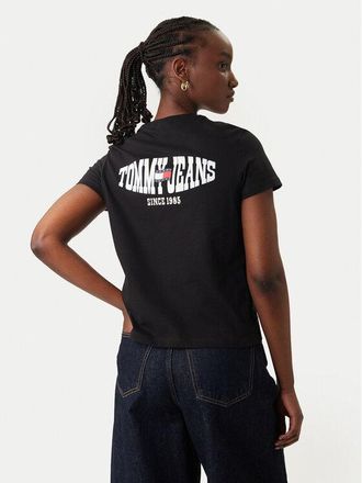 Tommy Jeans T-Shirt Wavy Flag DW0DW22274 Schwarz Regular Fit
