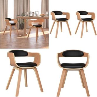 vidaXL Chaises à manger lot de 2 noir bois courbé et similicuir - Chaise De Salle À Manger - Chaise De Cuisine - Meubles De Salle À Manger - Chaises Noires