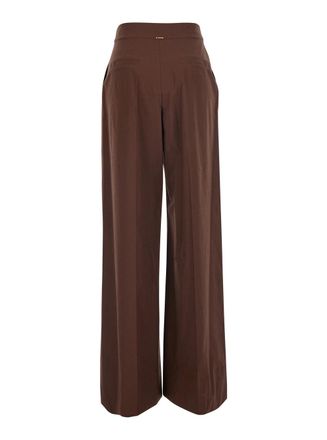 Twinset Womens Trousers Wide-Leg Brown Cotton