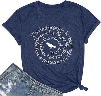 Generic Hauts de musique country pour femmes, T-shirts amples tendance pour sortir, mignons Blackbird chantant in The Dead of Night T-shirts d&eacute;contract&eacute;s 2025
