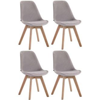 Clp Lot de 4 Chaises de salle à manger Borneo V2 en velours Gris Nature