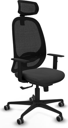 Piqueras y Crespo Stuhl aus Pc-Mesh, Grau, mit 1D-Armlehnen, h&ouml;henverstellbare Lendenwirbelst&uuml;tze und h&ouml;henverstellbares Kopfteil, Neigung und Neigung, ausgestattet mit