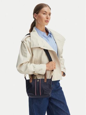 Tommy Hilfiger Handtasche Popette Mini Tote Corp AW0AW17707 Dunkelblau