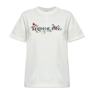 Alexander McQueen Floral McQueen Logo T-Shirt - - Tops - Damen - Wei&szlig; - S