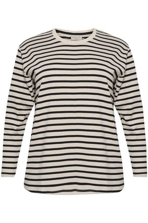 Kaffe Curve Langarm-Shirt KCwinni S, Antique White/Black Stripe S