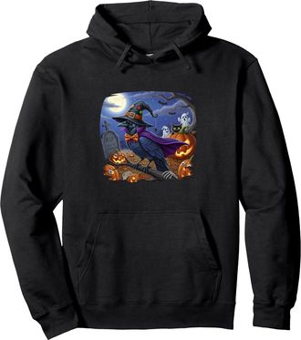 jz.birds Krähe Rabe Halloween Hexenhut Kürbis Lustiges Vogel Pullover Hoodie
