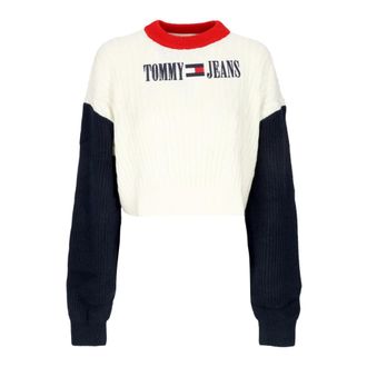 Tommy Hilfiger Wei&szlig;e Archiv Ballon&auml;rmel Pullover - - Knitwear - Damen - Wei&szlig; - S