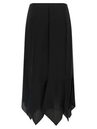 Valentino Garavani Womens Black Silk Midi Skirt