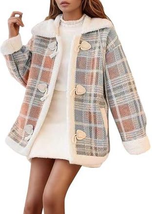 Generic Manteau Long Cintr&eacute; Femme Veste Legere Chaud Suedine Grise Original Mode Duveteuse Redingote Chin&eacute; Frange Asym&eacute;trique Pastel Souple Look Rembourr&eacute; Cou