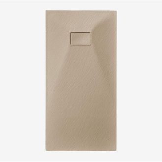 Sklum Soho rechteckige, rutschfeste, extraflache Duschwanne aus SMC-Harz Helles Sandbraun 140 x 70 cm