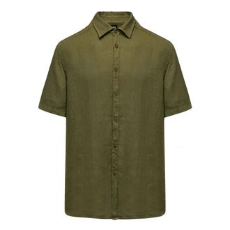 Bomboogie Homme, Chemises, Vert, Taille: 3XL Chemise &agrave; Manches Courtes en Lin