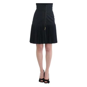 Roberto Cavalli Schwarzer A-Linien-Faltenrock mit Spitze - - Skirts - Damen - Schwarzk - S