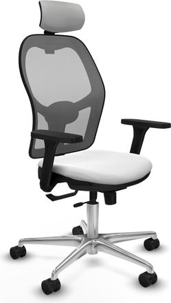 Piqueras y Crespo Ergonomischer gepolsterter Chorquera Stuhl mit 3D-Armen, h&ouml;henverstellbare Lendenwirbelst&uuml;tze und h&ouml;henverstellbares Kopfteil, Grau/Wei&szlig;