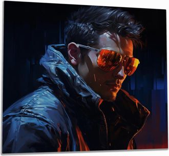 Wallario Herdabdeckplatte/Spritzschutz aus Glas, 1-teilig, 60x52cm mit 8mm hohen Füßen, für Ceran- und Induktionsherde, Ernster Typ mit Sonnenbrille