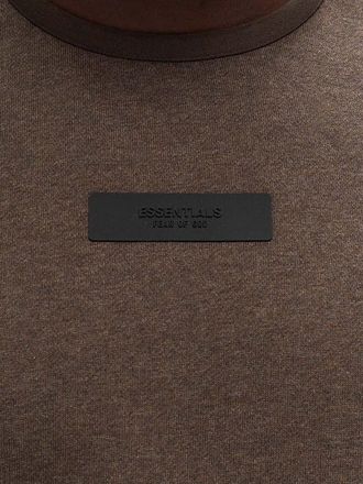 Fear of God Mens Essentials Logo Crewneck Sweatshirt Brown Clothing > Knitwear
