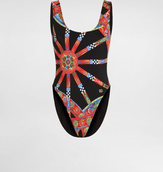 Dolce & Gabbana Badeanzug Im Olympiaschnitt Mit Carretto-print - Frau Bademode Multicolor 5