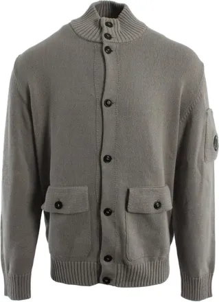 C.P. Company C.p. Company, Homme, Pulls, Gris, Taille: M Compact Cotton Lens Knit Cardigan