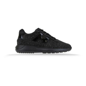 Hogan Leder Schn&uuml;r-Glitzer-Sneakers Damen - - Shoes - Damen - Schwarzk - 35 EU