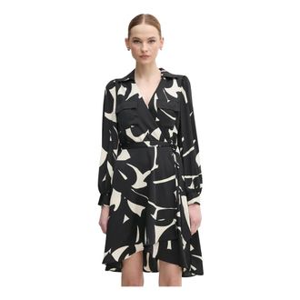 DKNY Wickelkleid mit abstraktem Print - - Dresses - Damen - Schwarzk - 3XS