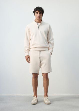 Mango Bermuda jogger 100 % coton &eacute;cru - Homme - XXL - MANGO MAN