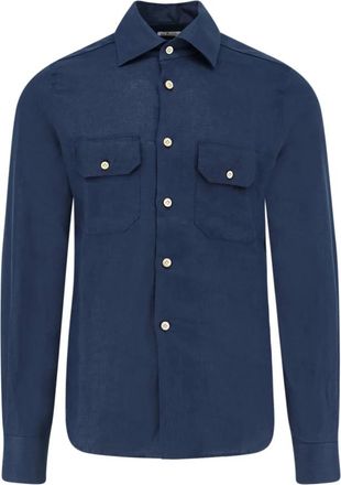 Kiton Homme, Chemises, Bleu, Taille: XL Pocket Shirt