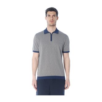 Irish Crone Polo mit Rei&szlig;verschluss aus Baumwolle mit geometrischem Muster - - Tops - Herren - Mehrfarbig - XL