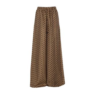 Max Mara Mxmclarino Pantalon Large Imprim&eacute; - Femme - Pantalons - Brun - Taille: 40 FR