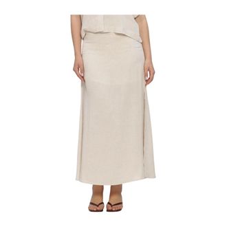 Selected Slfviva HW Ankle Linen Blend Skirt - - Skirts - Damen - Beige - S