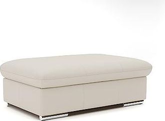 Cavadore Echtleder-Hocker Valerie / Polsterhocker mit Metallfüßen als Beistellhocker, Fußhocker, Sitzgelegenheit, Couchtisch / 102 x 43 x 68 / Leder Weiß