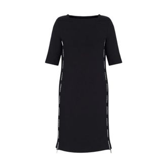 Emporio Armani Schwarzes Kleid mit Logoband - - Dresses - Damen - Blau - S