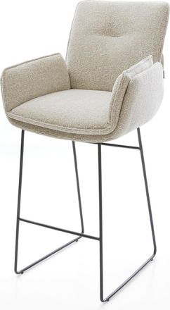 DELIFE Barstuhl Nela-Flex Webstoff Soft Beige Kufengestell Metall Schwarz, Barst&uuml;hle